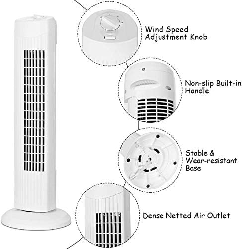 DORTALA Tower Fan, 28-Inch Oscillating Tower Fan, Quiet Cooling Whole ...