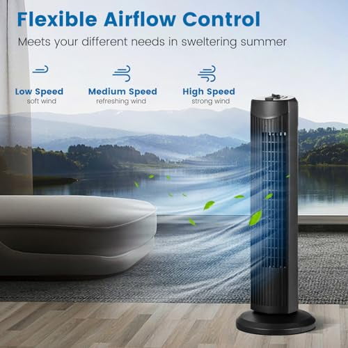 DORTALA Tower Fan, 28-Inch Oscillating Tower Fan, Quiet Cooling Whole ...