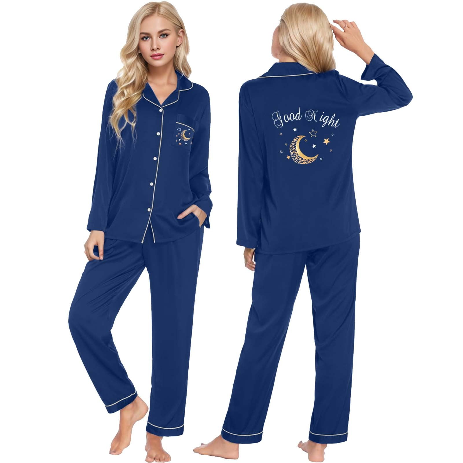 DOSAU Ladies Sleepwear Womens Sets Pajamas Couple Pajamas PJs Set Comfy ...