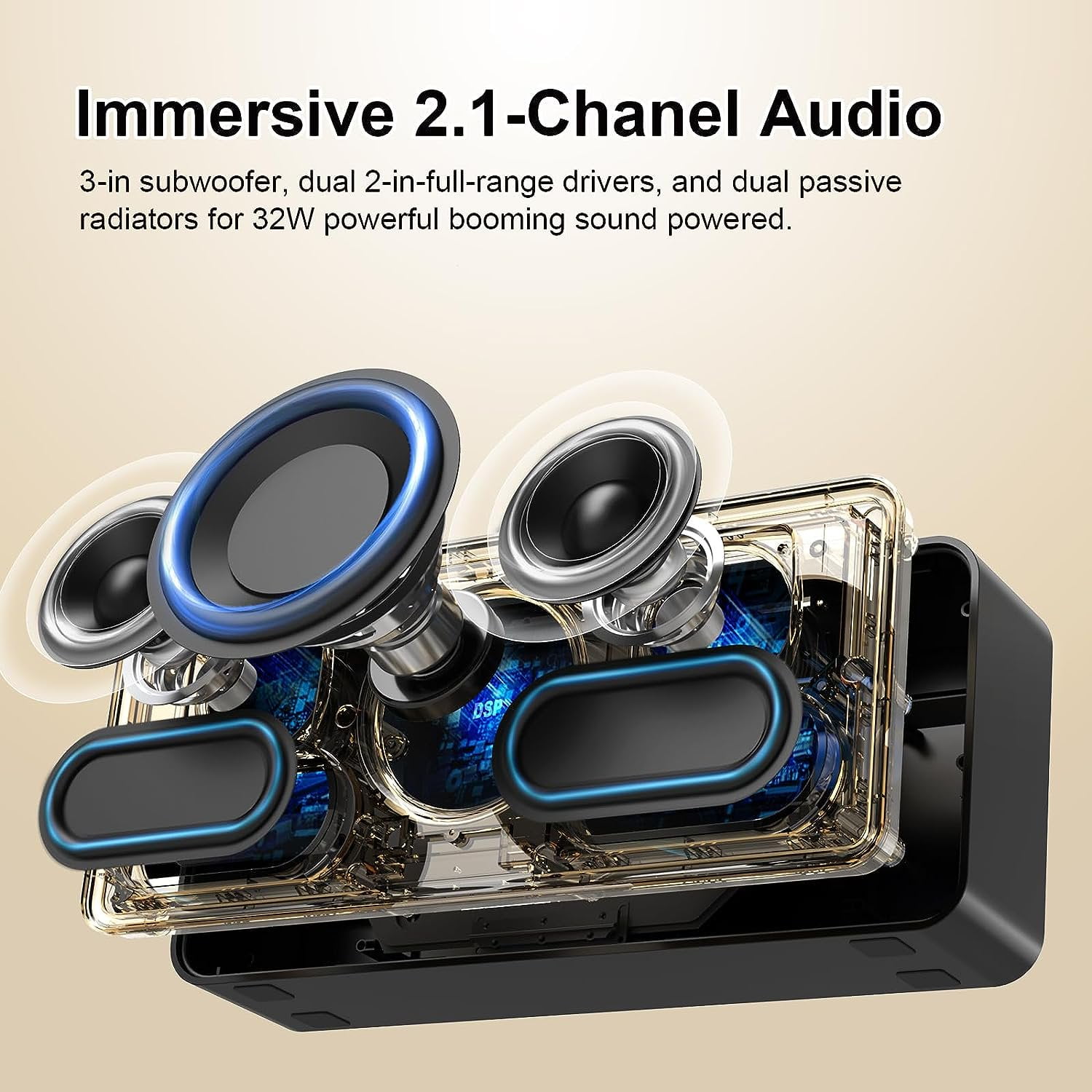 DOSS SoundBox XL Bluetooth Speaker with Subwoofer, 32W Loud Sound with ...