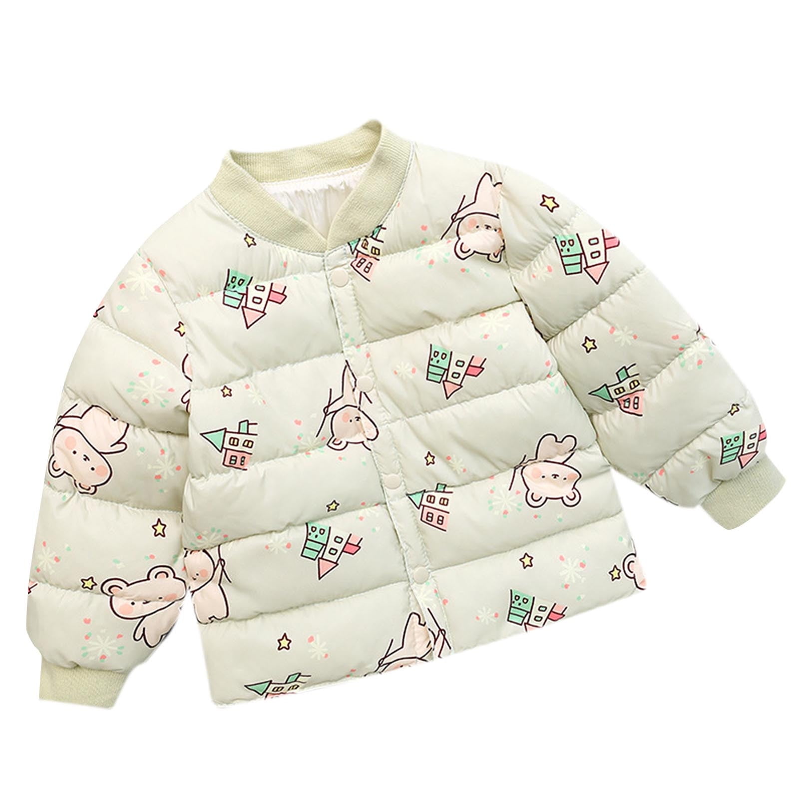DOSUKRAI Girls Lightweight Puffer Jacket Cute Kawaii Graphic Crew Neck ...