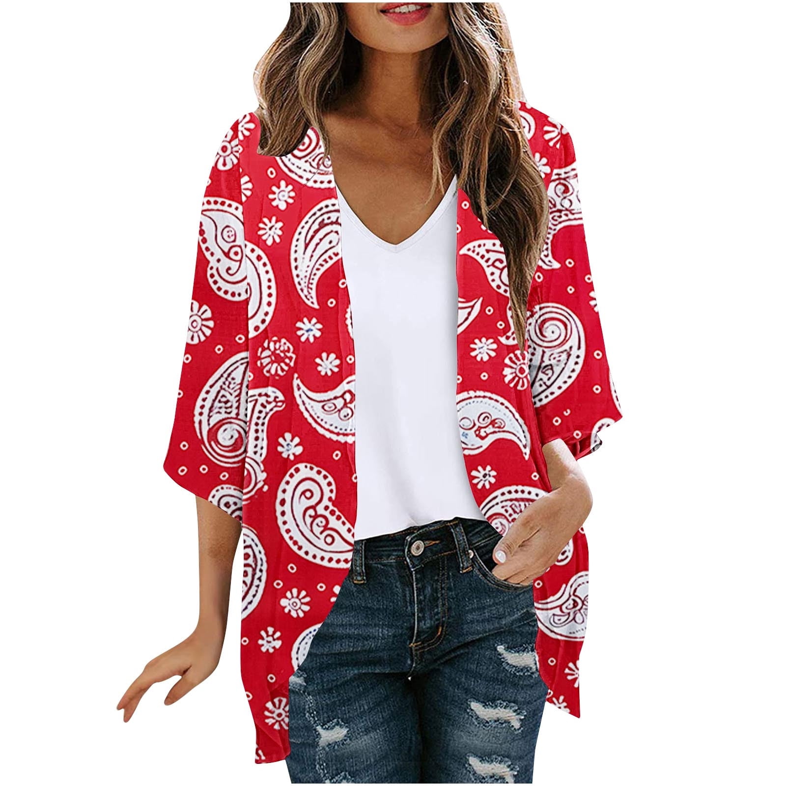 DOSUKRAI Ladies Kimono Cover up，Womens Kimono Cover ups for Beach ...