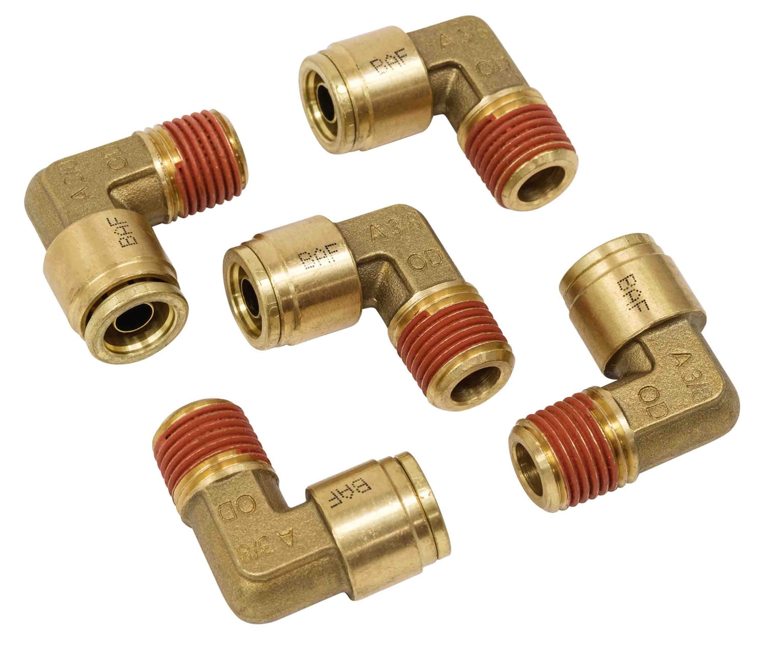 DOT 90° Male Non-Swivel Elbow Push-Lock Air Brake Fitting 1/4" Tube OD x 1/4" NPT, (Set of 5pcs ...