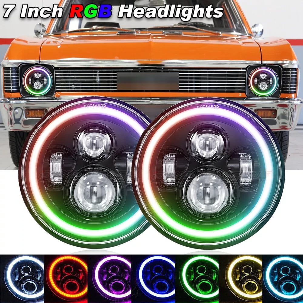 DOT Approved 7" inch Round LED Headlight High-Low Beam - for Chevy II ...