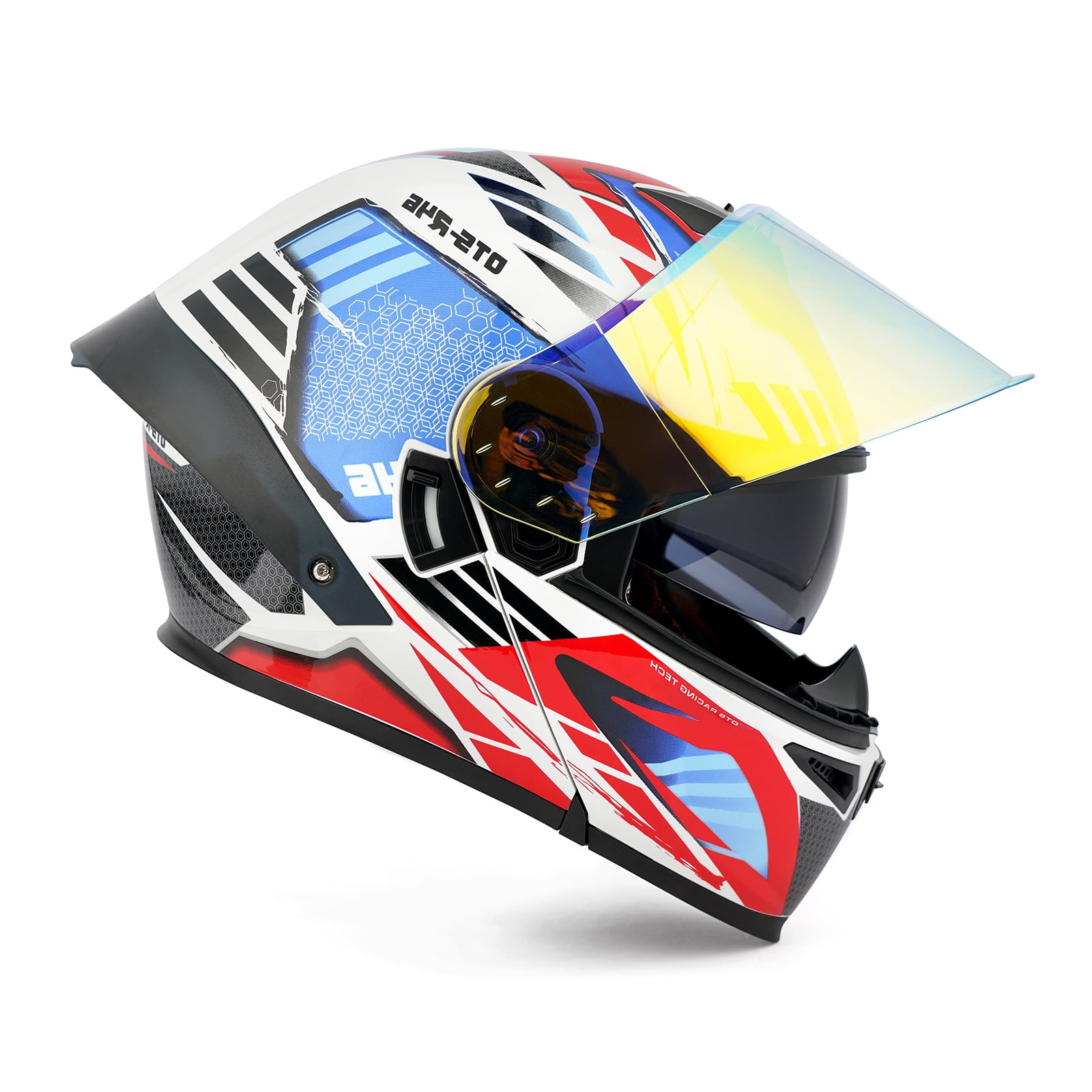 DOT Approved EAGLE REIGN OTS Flip-Up Dual Visor Motorcycle Full Face ...