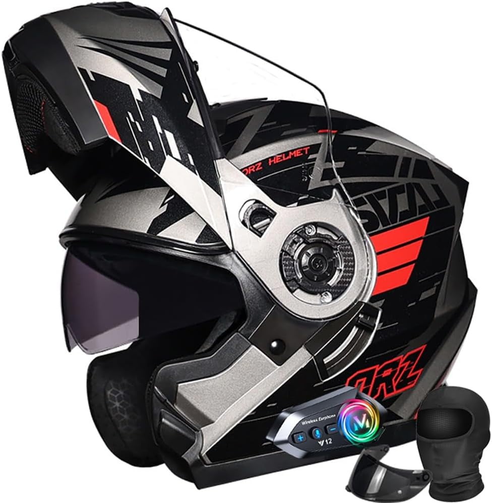 DOT Approved Full Face Flip-Up Modular Motorcycle Helmet with Bluetooth ...