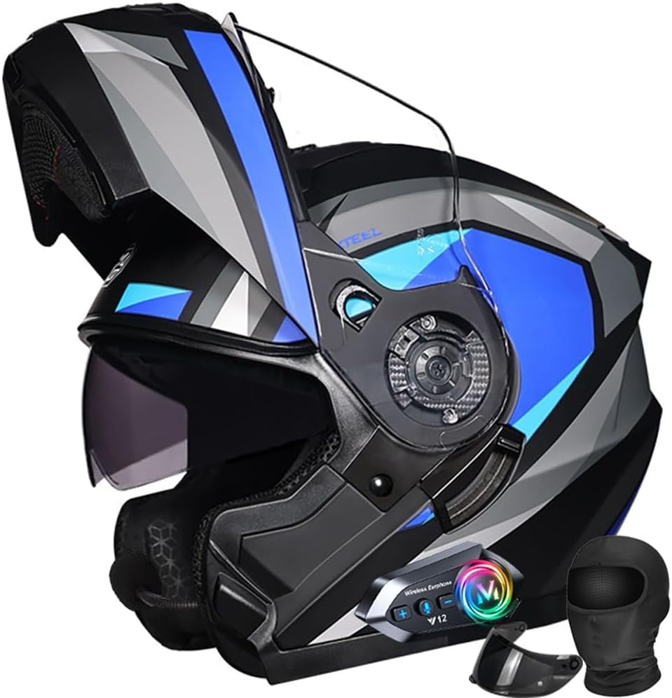 DOT Approved Full Face Flip-Up Modular Motorcycle Helmet with Bluetooth ...