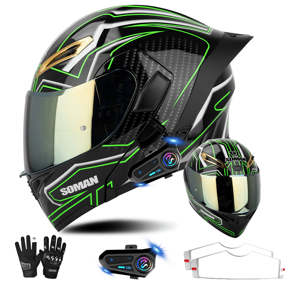 DOT Bluetooth Modular Motorcycle Helmet , Unisex Adult Flip-Up ...