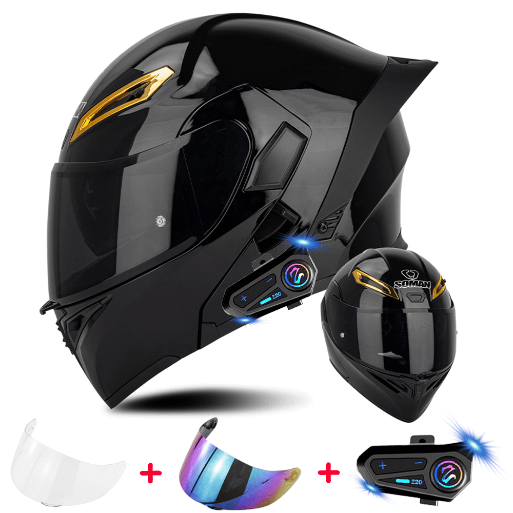DOT Bluetooth Modular Motorcycle Helmet ,With Clear lens, black lens ...