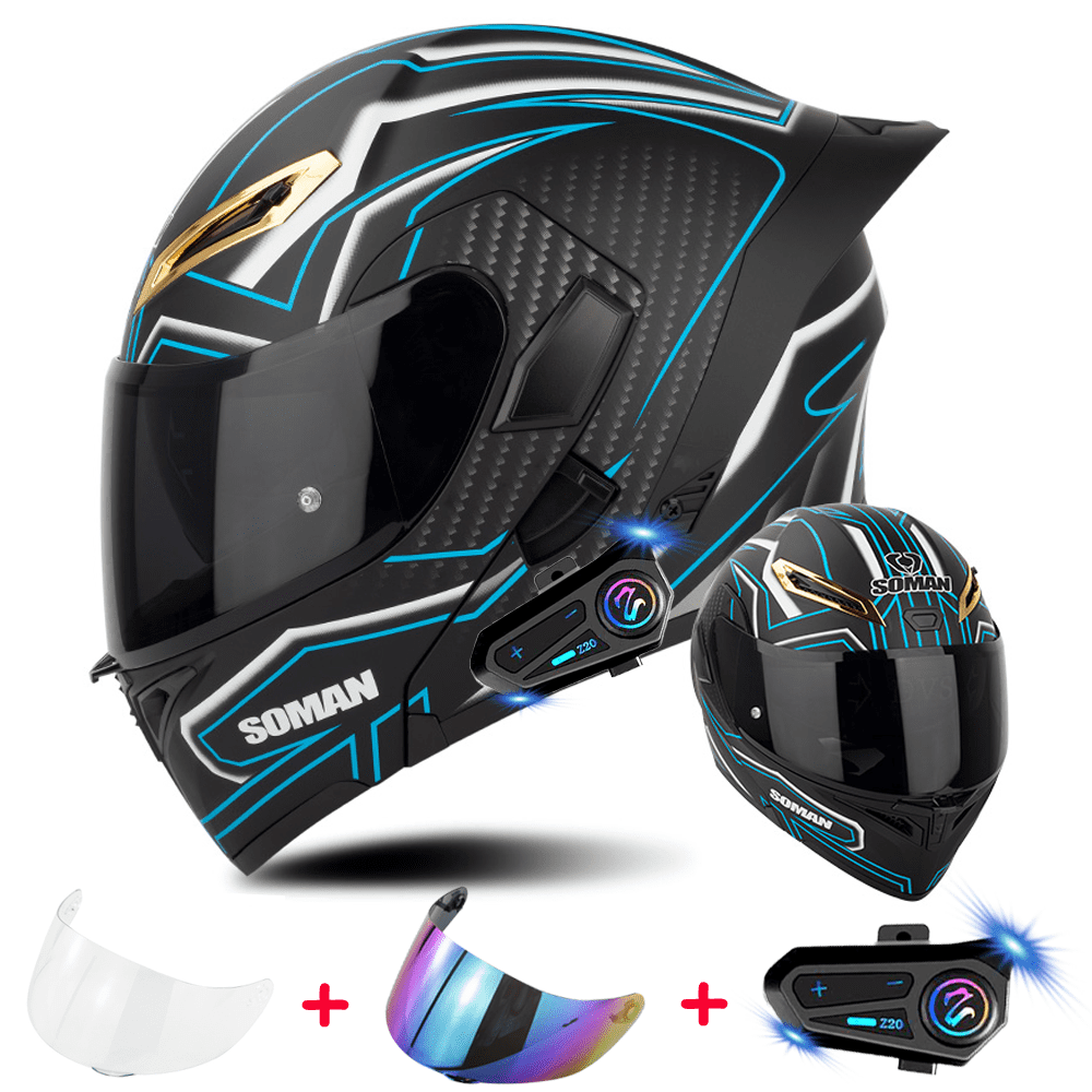 DOT Bluetooth Modular Motorcycle Helmet ,With Clear lens, black lens ...