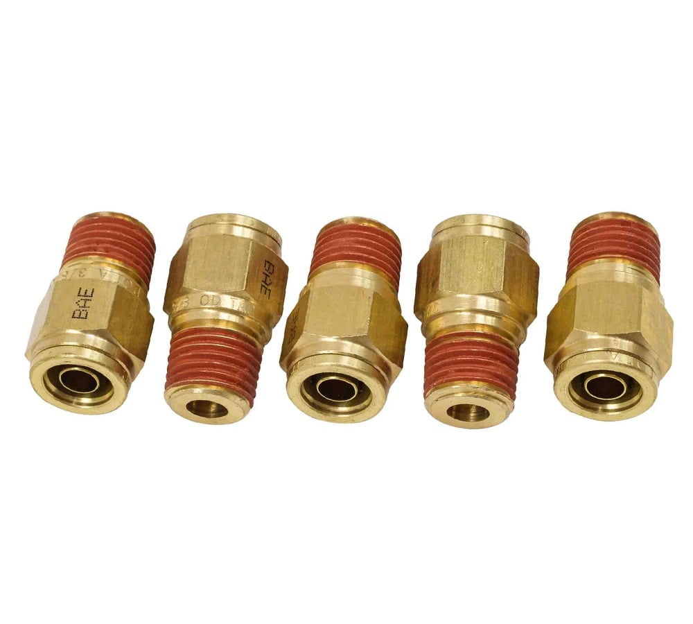 DOT Brass Push to Connect Fitting, Air Brake Connector - Male Straight 3/8" Tube OD x 1/4" NPT ...