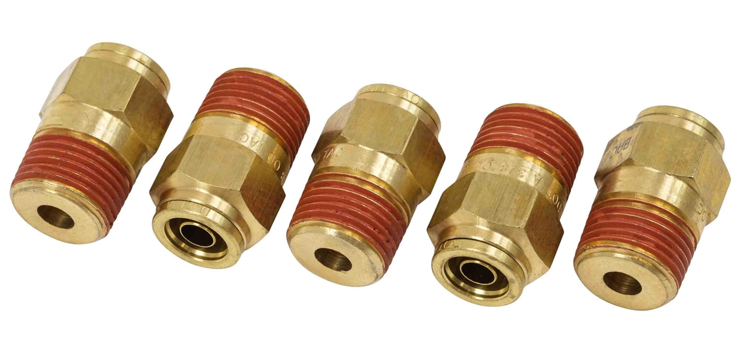 DOT Brass Push to Connect Fitting, Air Brake Connector - Male Straight 3/8" Tube OD x 3/8" NPT ...