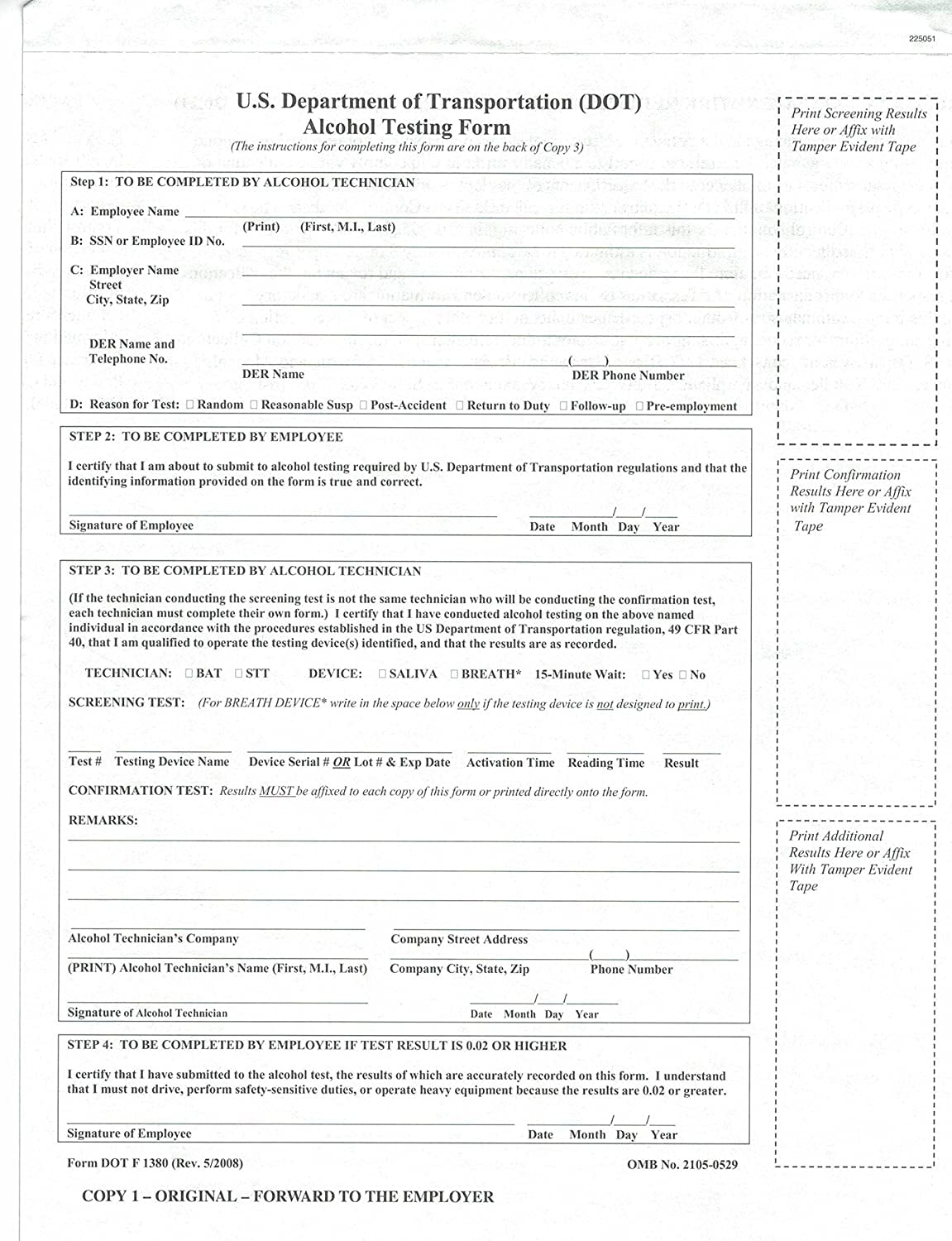 DOT Breath Alcohol Testing Forms 3-PLY (2) Packs of 100MADE in USA ...