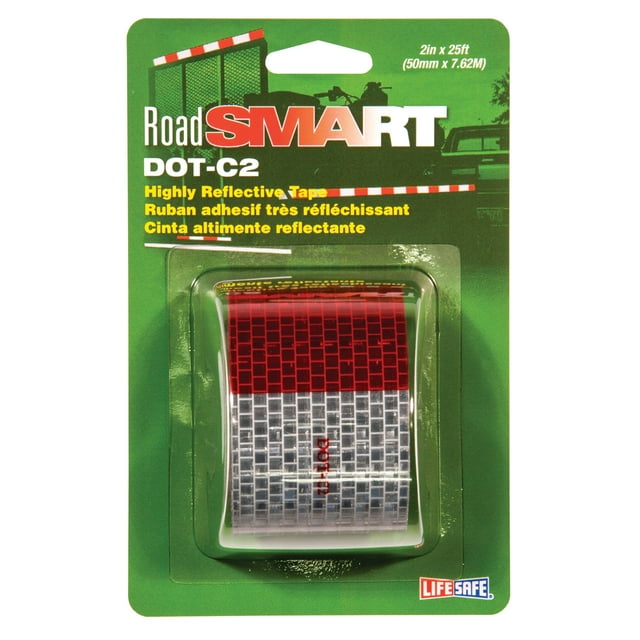 DOT-C2 Highly Reflective, 2" x 25', Red/ Silver - Walmart.com