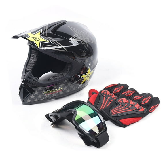 DOT Certified Motocross Helmet Set, Full-Face Off-Road ATV MX BMX Dirt ...