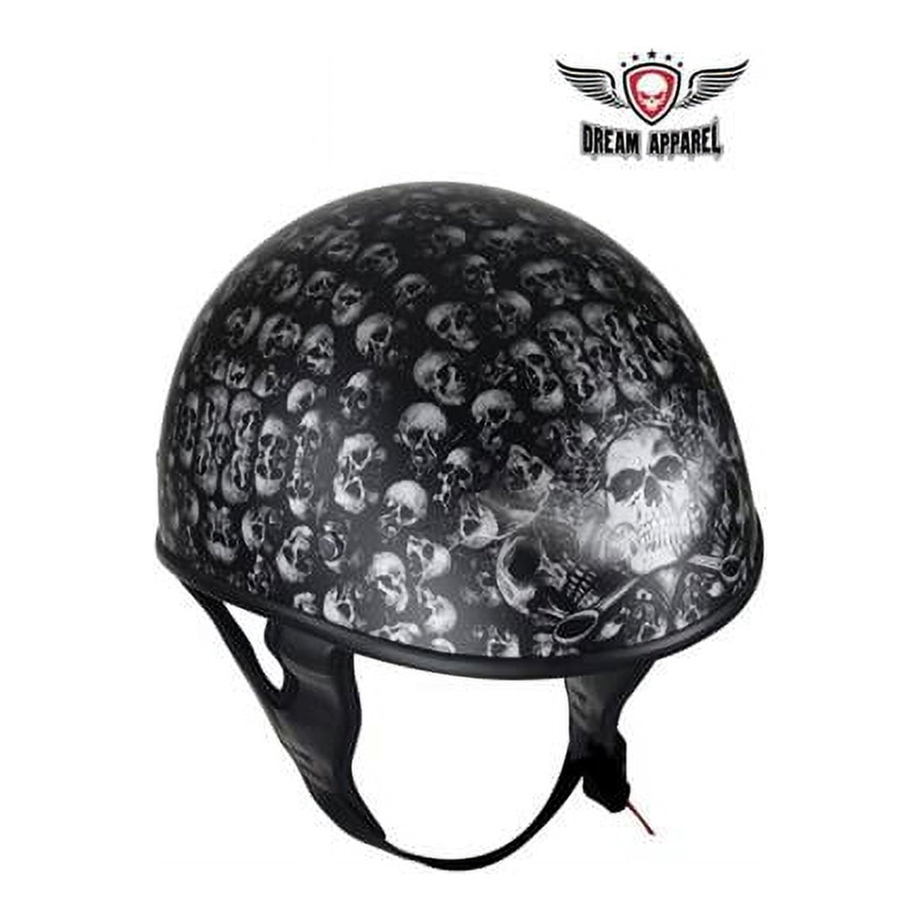 DOT Low Profile Motorcycle Helmet with Skulls Graphic - Extra Large ...
