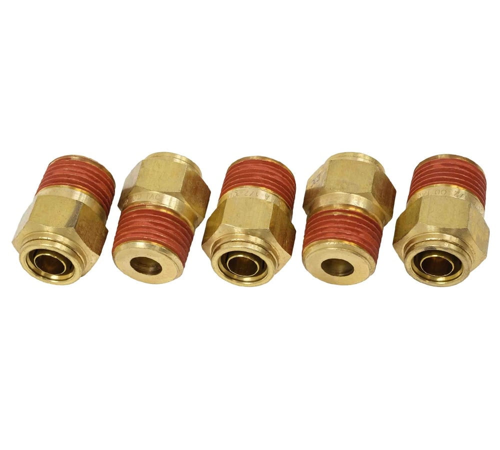 DOT Male Connector Brass Push-Lock Air Brake Fitting 1/4" Tube OD x 3/8" NPT (Set of 5pcs ...