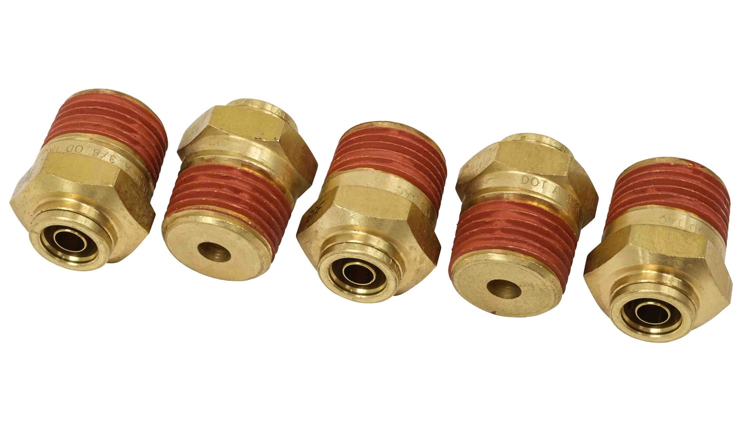 DOT Male Connector Brass Push-Lock Air Brake Fitting 3/8" Tube OD x 1/2" NPT (Set of 5pcs ...