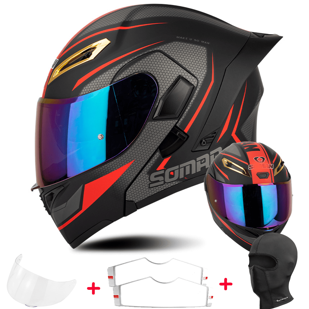 DOT Modular Motorcycle Helmet , With Colorful lenses,transparent lens ...