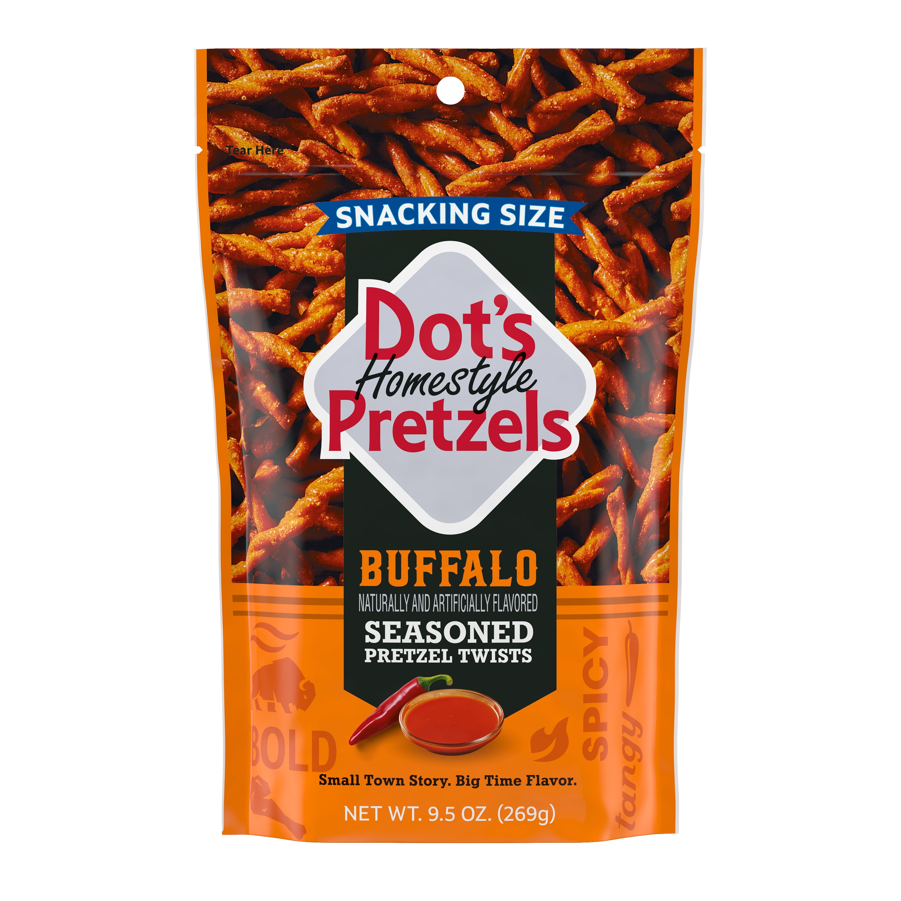 Dot's Pretzels Buffalo Seasoned Pretzel Twists Snack, 9.5 oz Bag ...