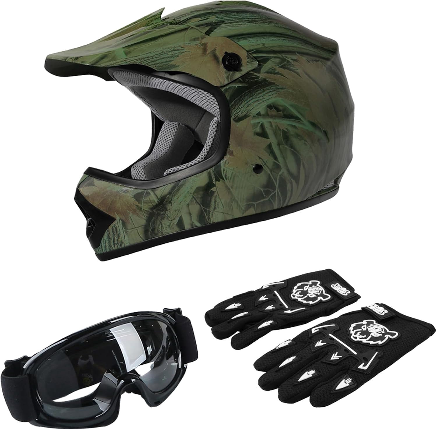 DOT Youth Kids Dirt Bike Full Face Helmets Motocross ATV Offroad Four ...