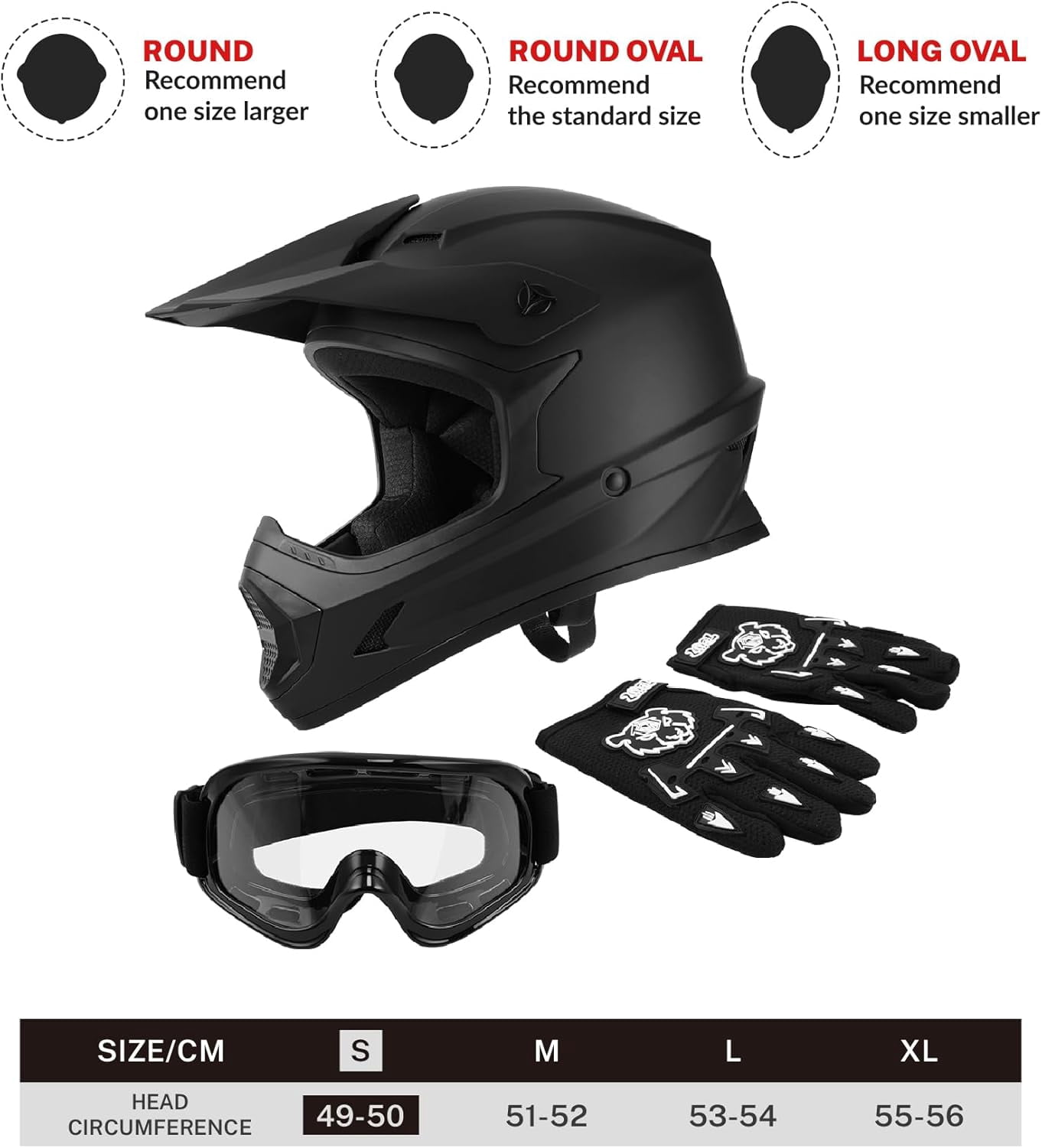 DOT Youth Kids Motocross ATV Full Face Helmets with Accessories Matte ...