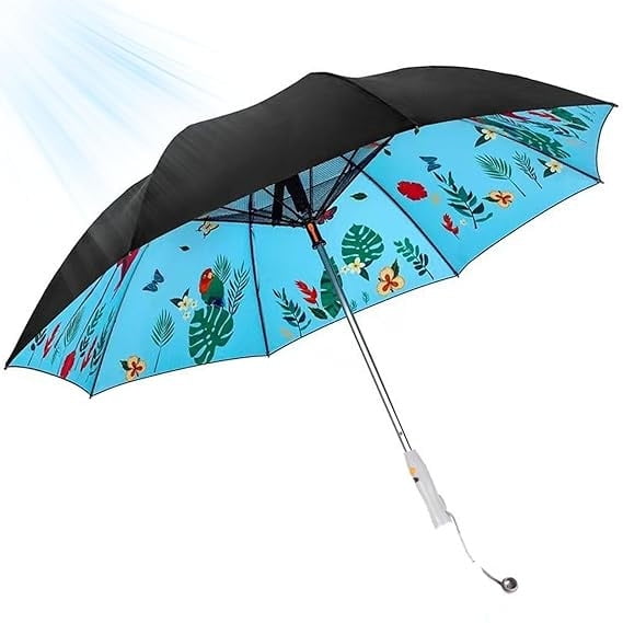 DOTH UV Blocking Umbrella with Fan and Mist Spray, 3 in 1 Portable ...