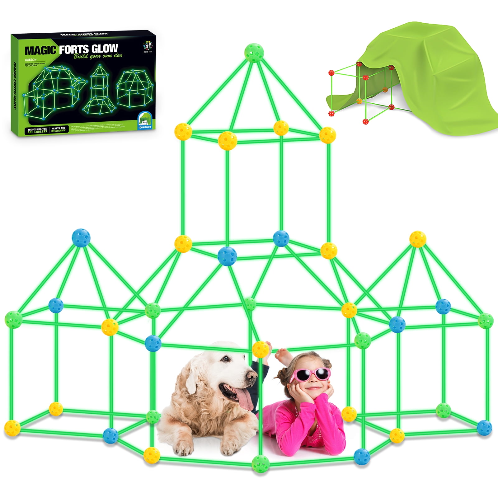 DOTSOG 100 PCS Kids Fort Building Kit - Fort Builder | Crazy Kids Fort ...