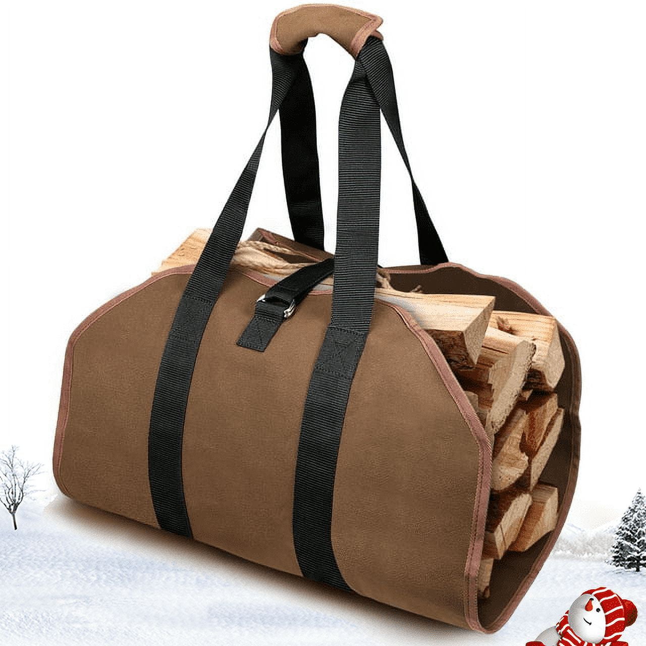 DOTSOG Firewood Carrier Bag, Heavy Duty Canvas Bag, Large Log waxed ...