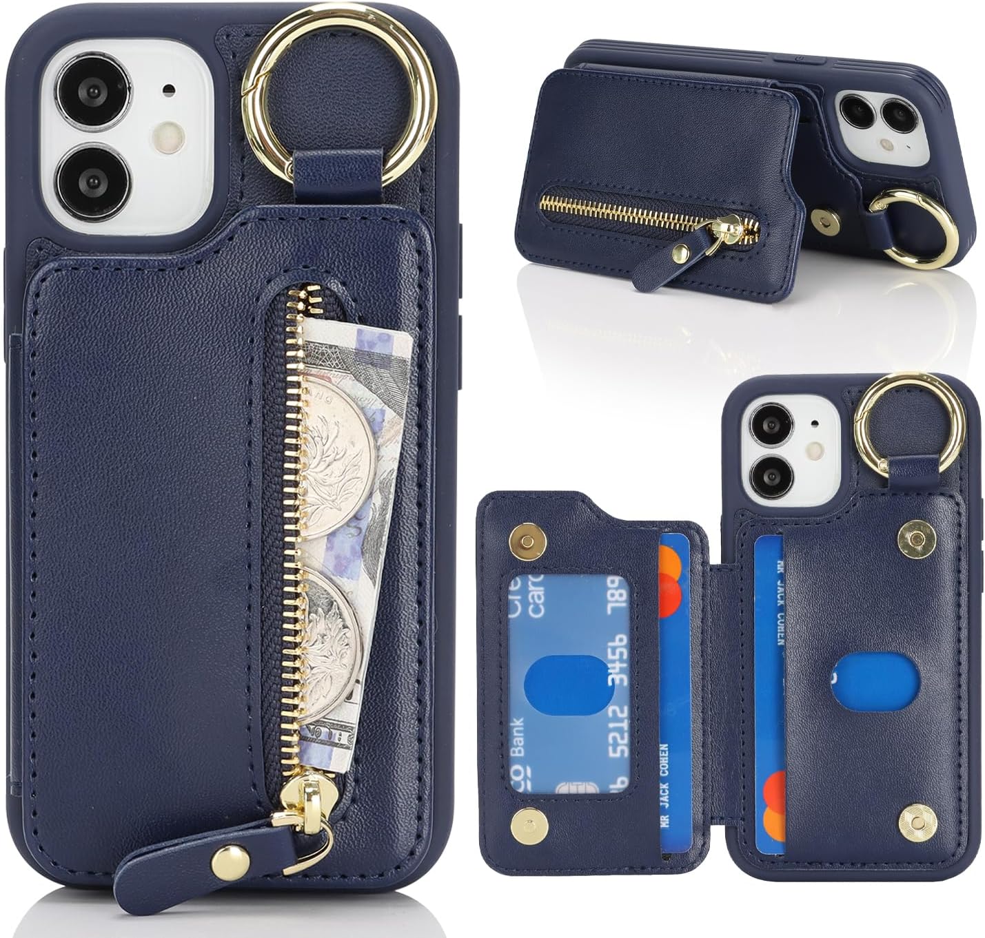 DOUALL-for iPhone 12 Mini Case Wallet with Card Holder Keychain Ring ...