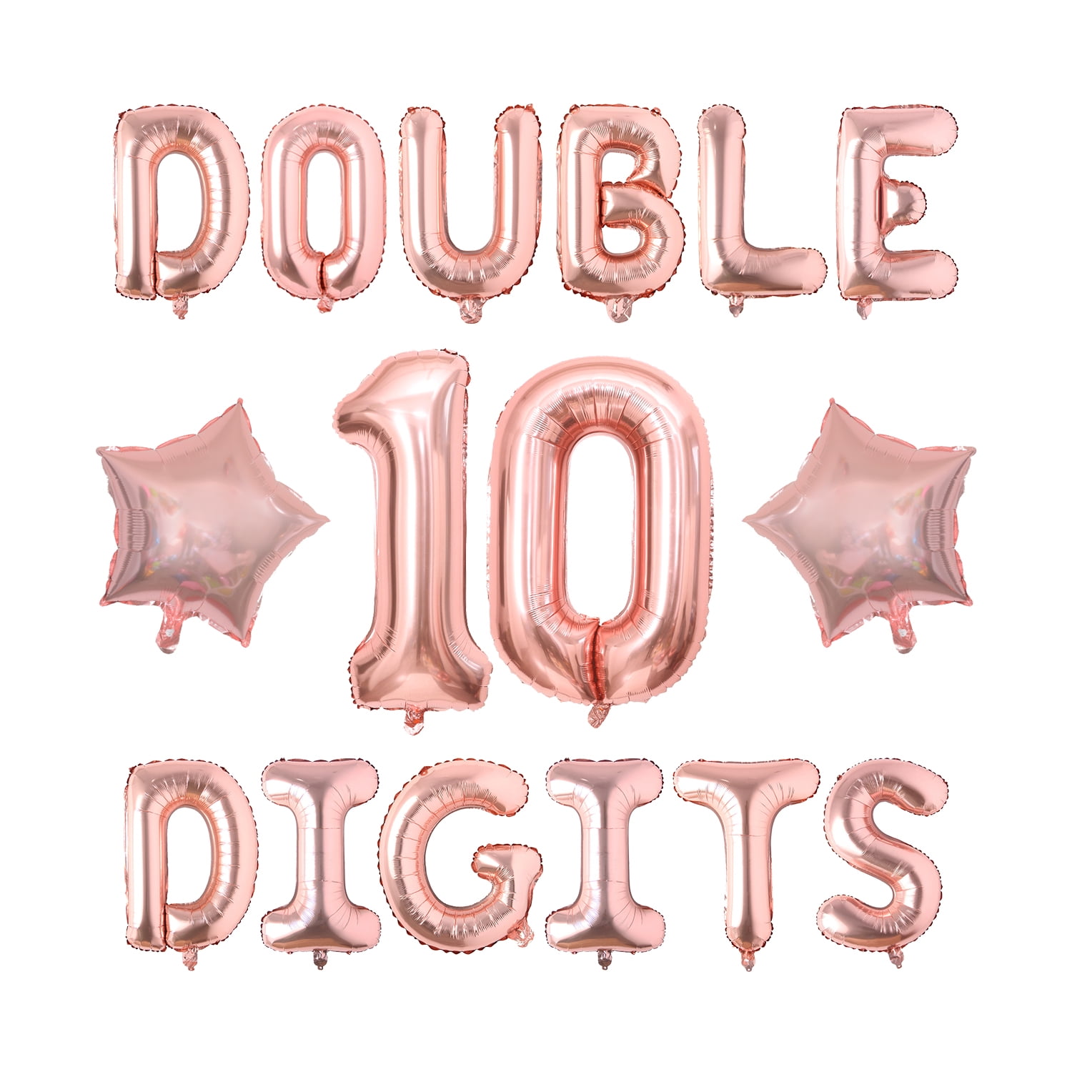 DOUBLE DIGITS 10th Birthday Decorations - Rose Gold Girls Double Digits ...