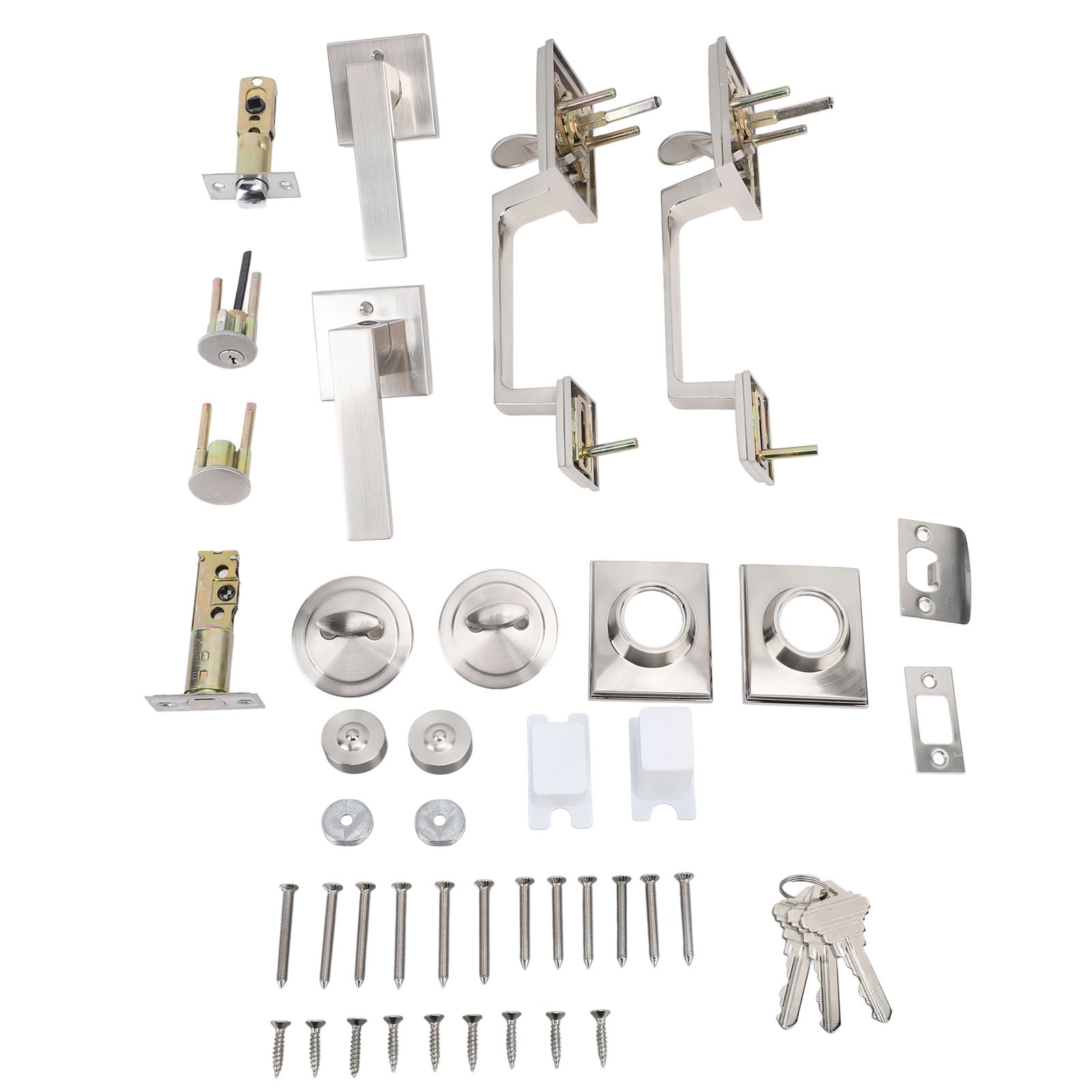 DOUBLE DOOR HANDLE SET HEAVY DUTY MODERN SQUARE HANDLES FOR FRONT DOOR ...