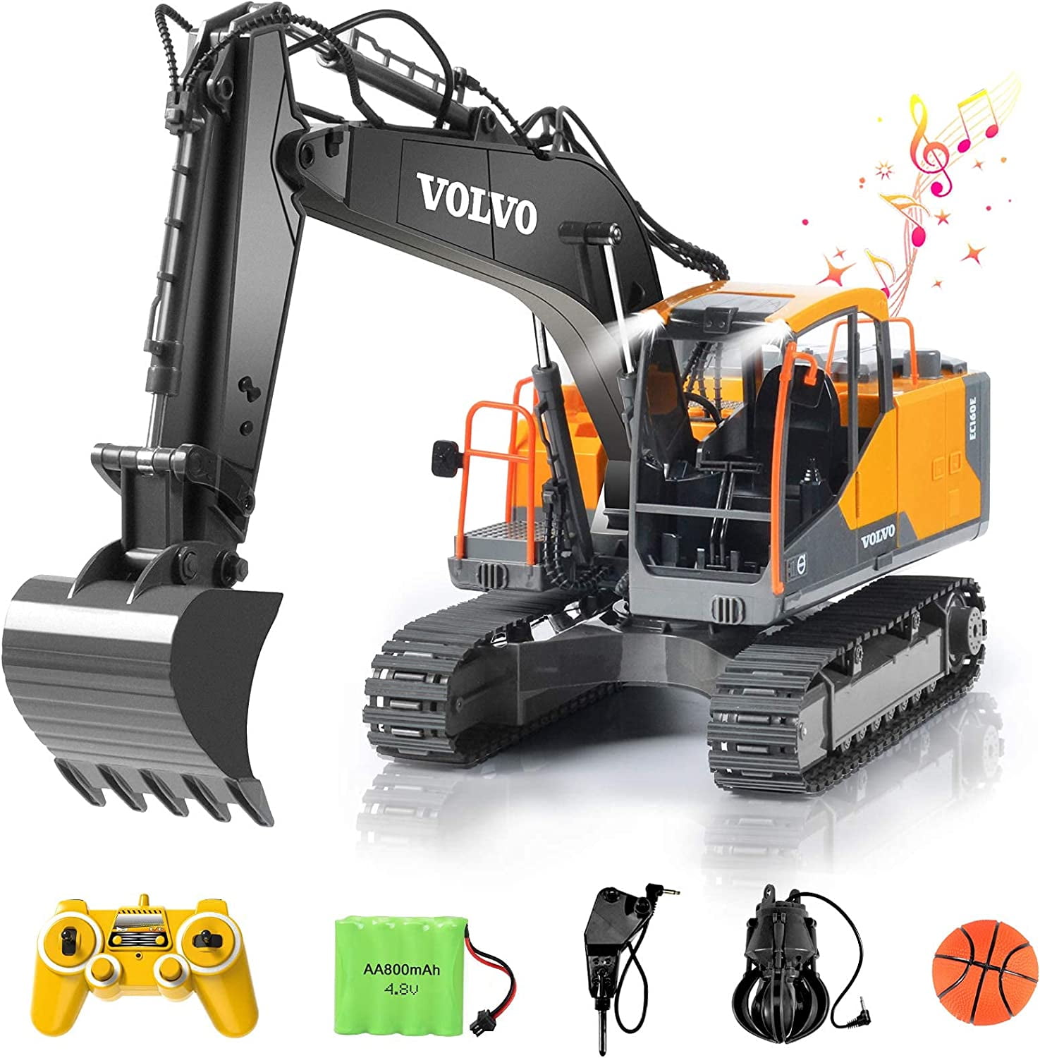 DOUBLE E Volvo RC Excavator 17 Channel 3 in 1 Construction Toys, 17 ...