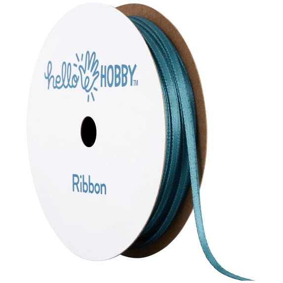 Hello Hobby Teal Double Face Satin Ribbon, 1/8 inch wide, 8 yards ...