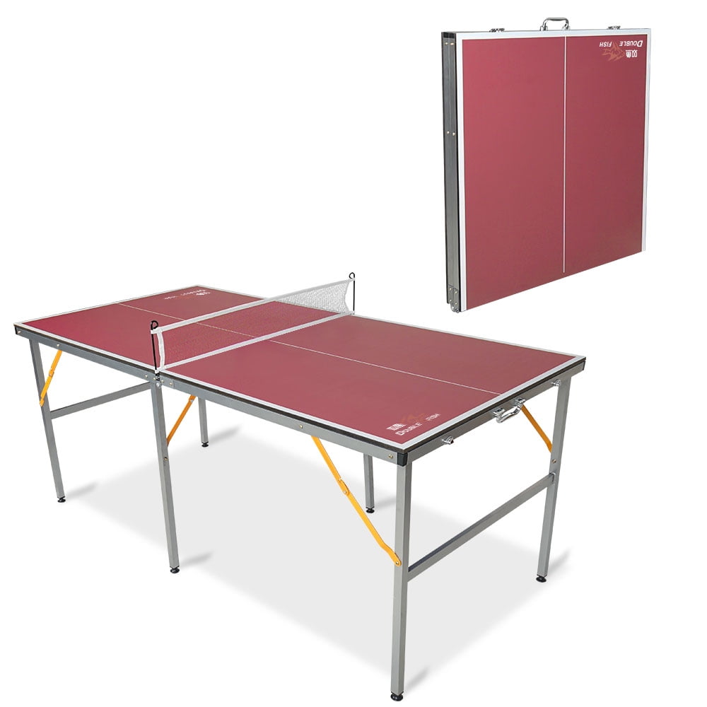 DOUBLE FISH 6ft Mid-Size Foldable Portable Ping Pong Table Indoor ...