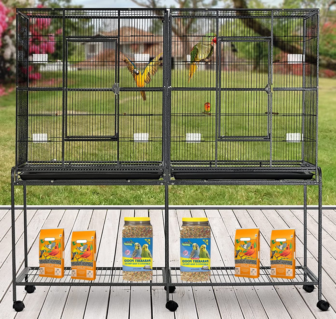 Large Divided Bird Breeding Cage with Rolling Stand for Canary ...
