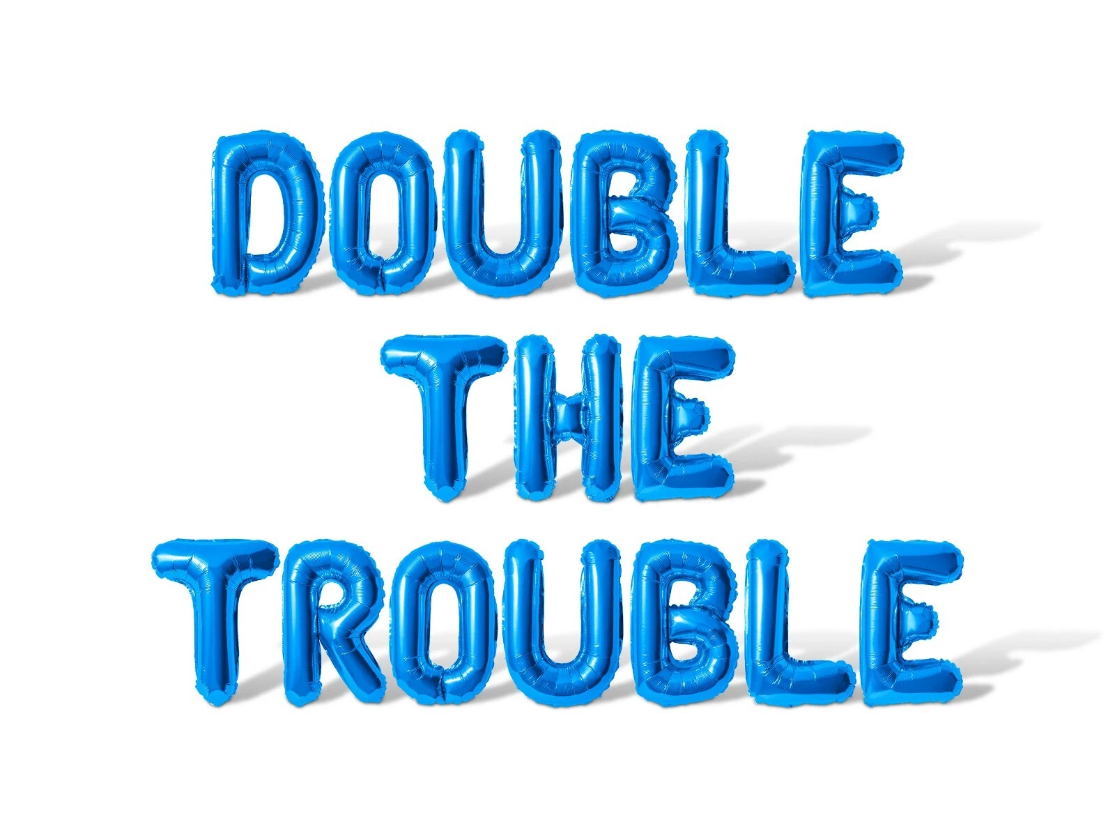 DOUBLE THE TROUBLE Letter Balloon Banner - Twin Baby Shower Party ...