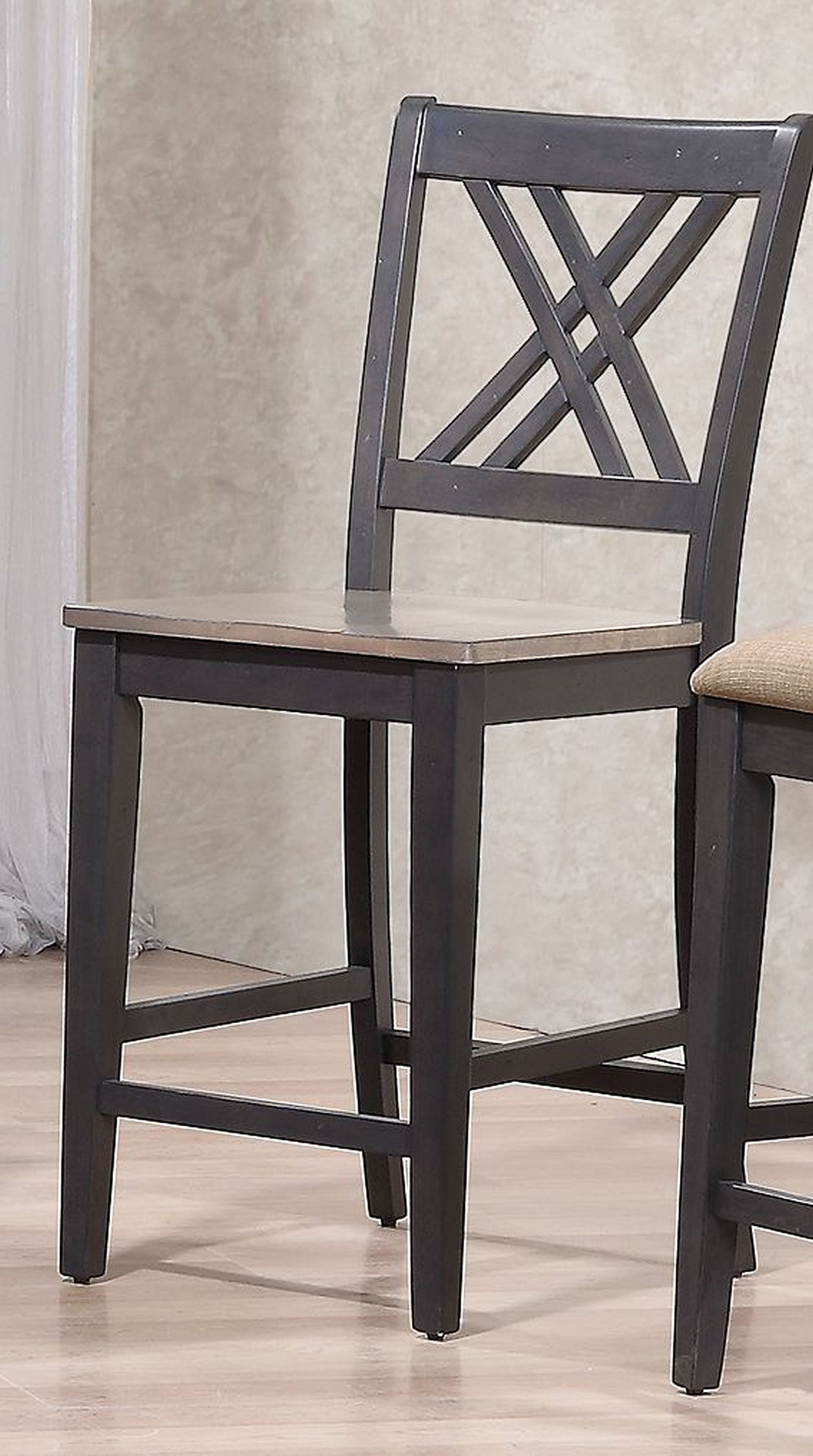 DOUBLE X BACK COUNTER HEIGHT STATIONARY STOOL FINISH: GRAY STONE SEAT ...