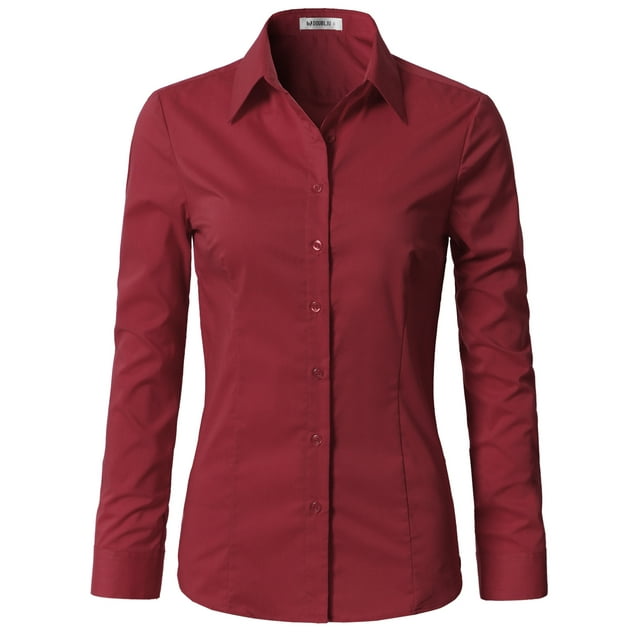 DOUBLJU Women's Long Sleeve Button Closure Tight Fitting Basic Down ...