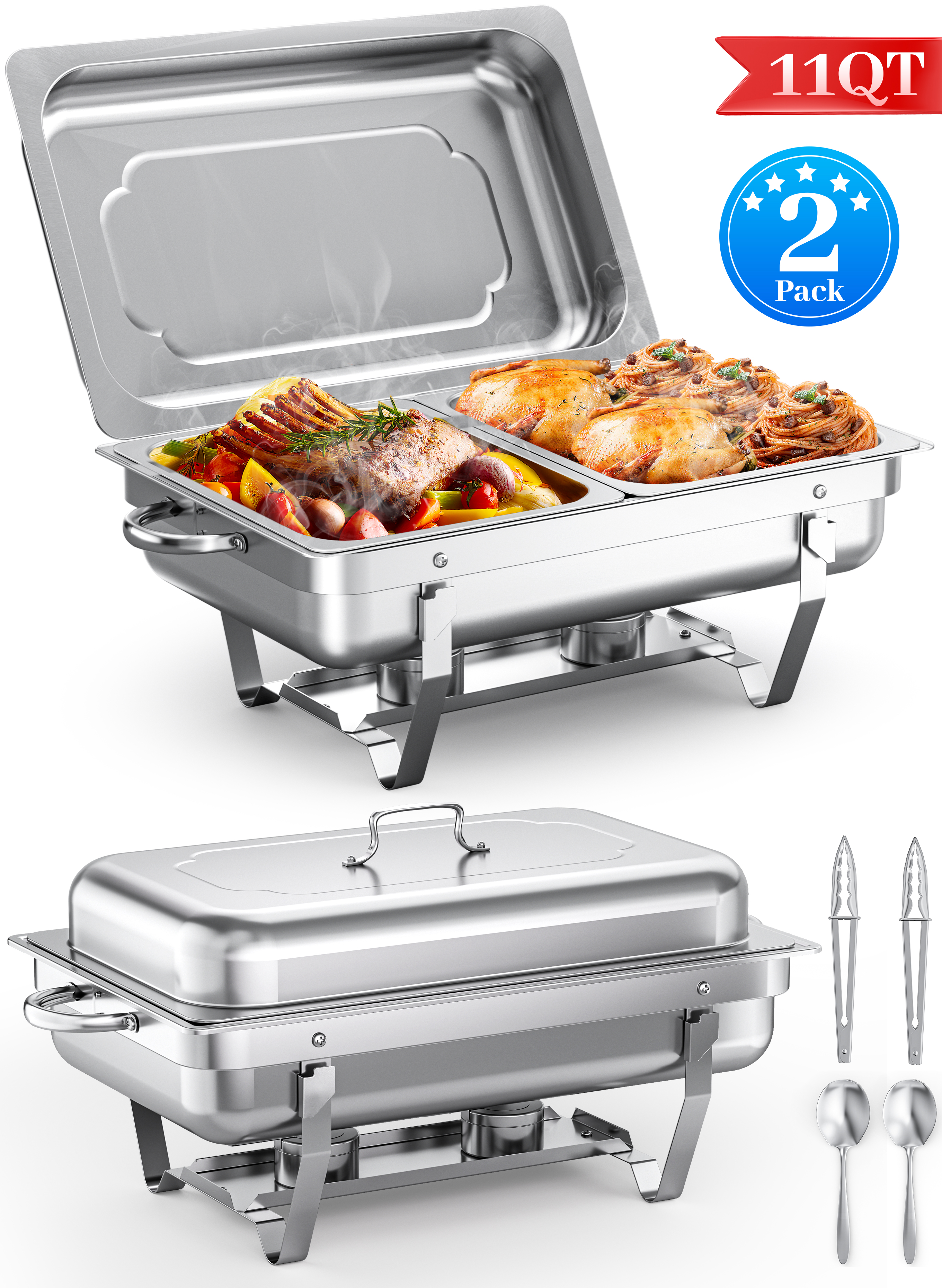 Doulami Chafing Dish Buffet Set 11QT Stainless Steel Chafers and Buffet ...