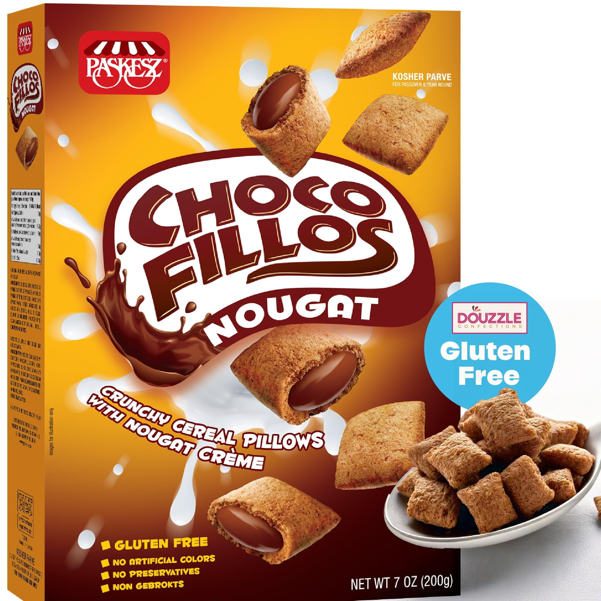 Paskesz Gluten Free Choco Fillos Nougat Breakfast Cereal, Crunchy ...