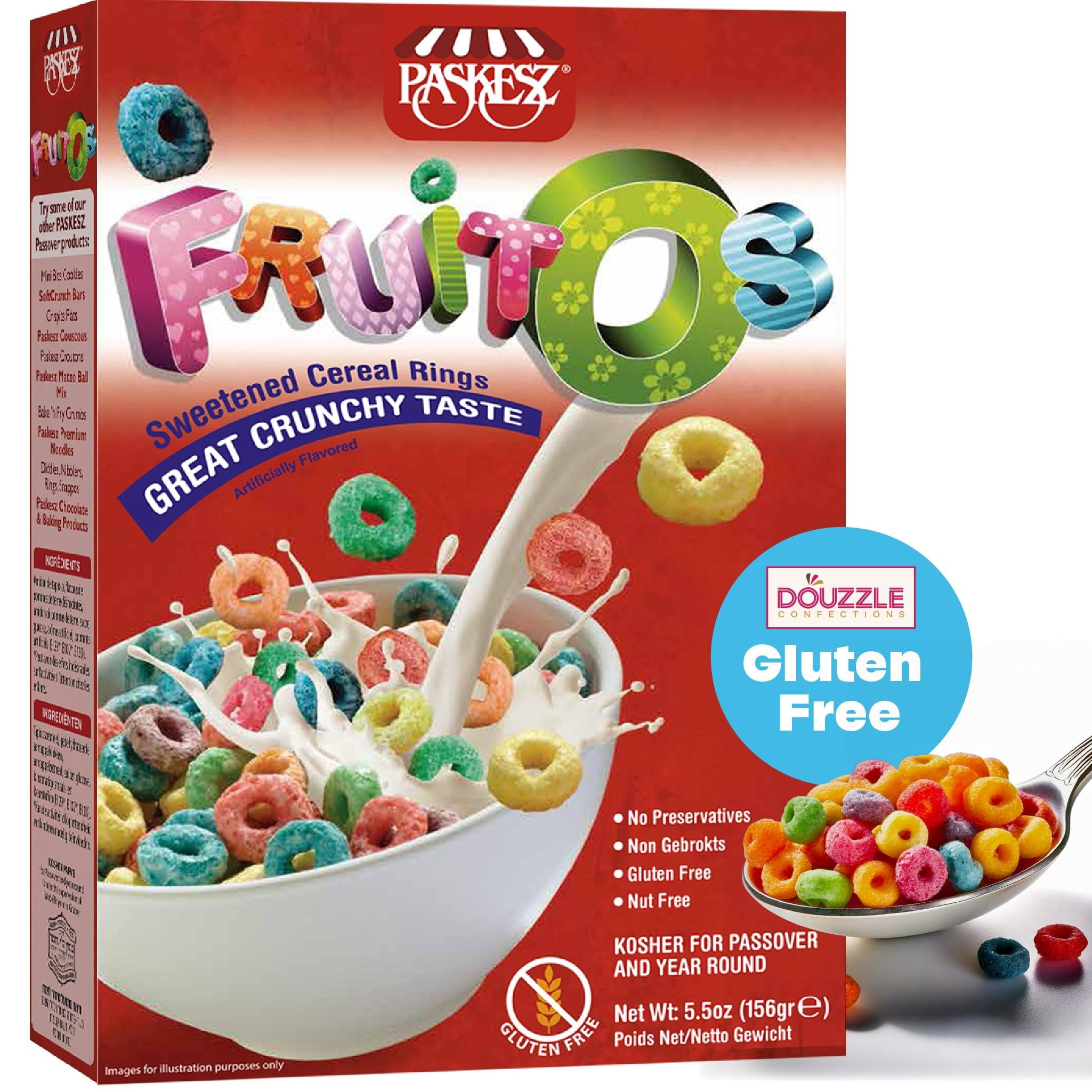 DOUzzle Gluten Free FruitOs Breakfast Cereal, ITL1 Sweetened Cereal ...