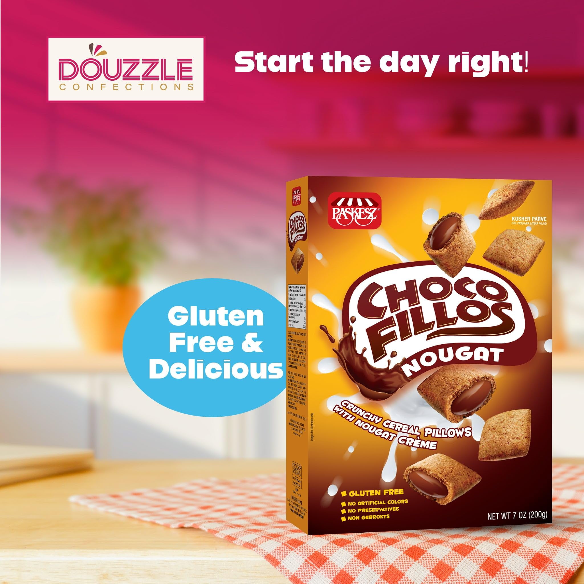 DOUzzle Passover Treats, FEV6 Gluten Free Choco Fillos Nougat Cereal ...