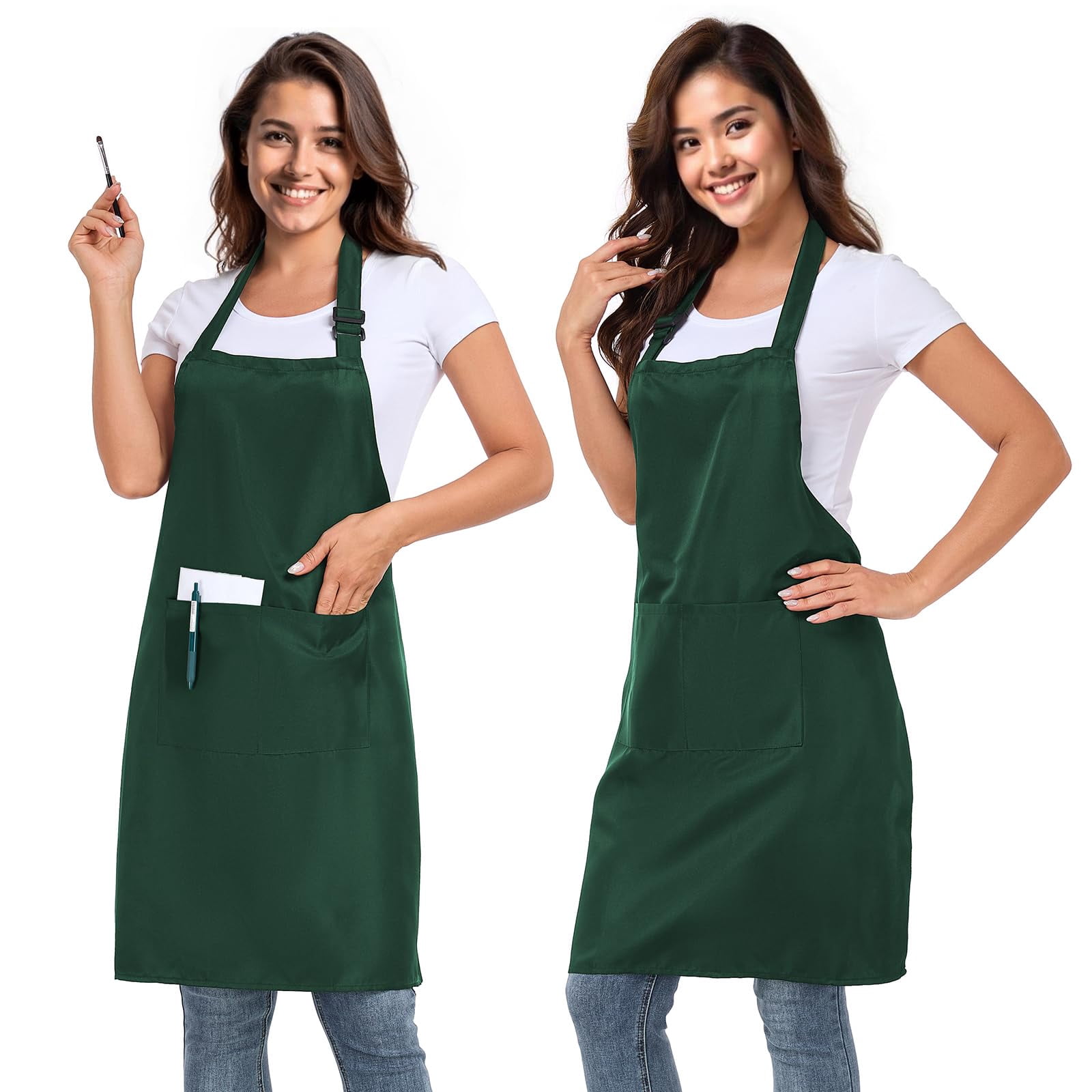 DOVACKA 2-Pack Adjustable Apron with 2 Pockets, Waterproof & Oil ...
