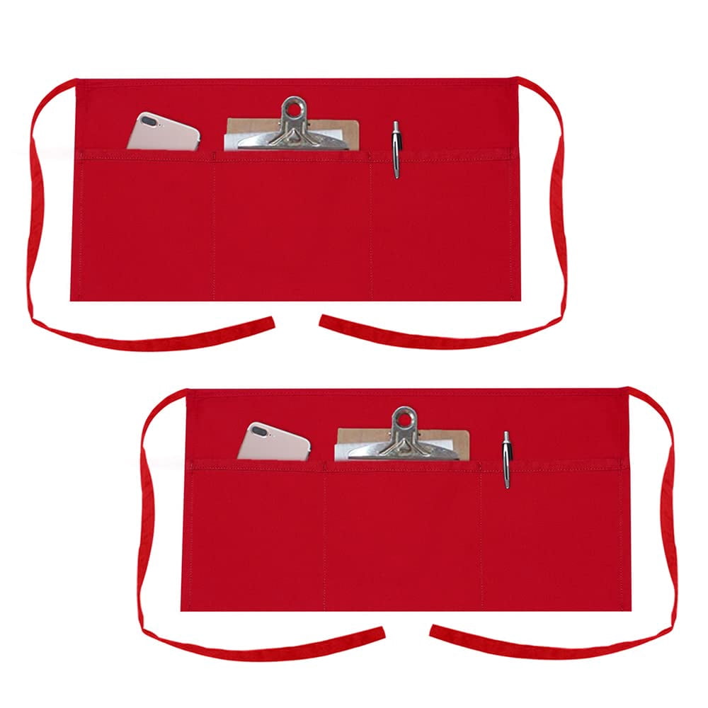 DOVACKA 2-Pack Bistro Waist Apron with 3 Pockets, 24"x12" Half Apron ...