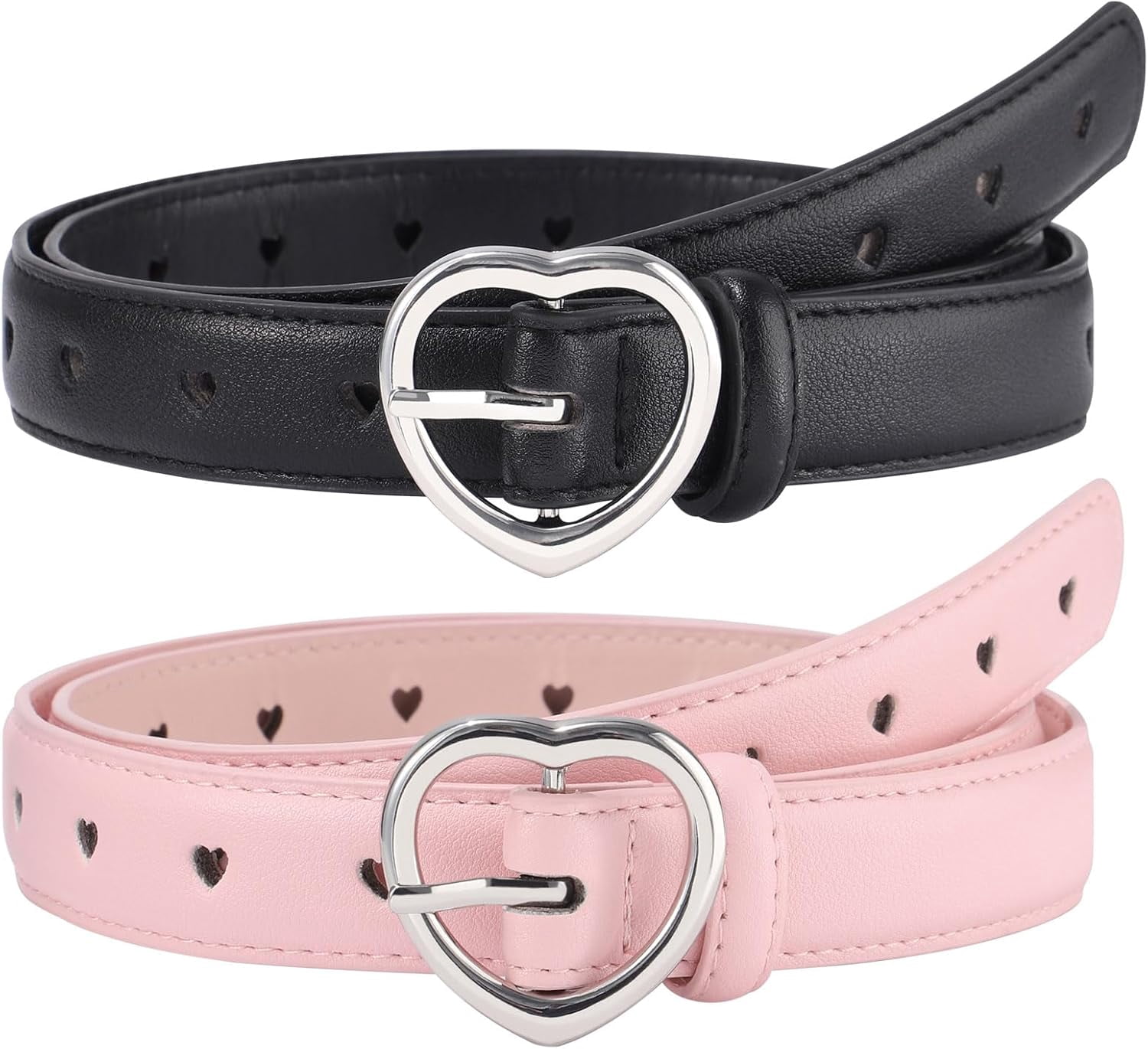DOVACKA 2 Pack Kids Leather Girls Belt, with Heart Buckle for Pants ...