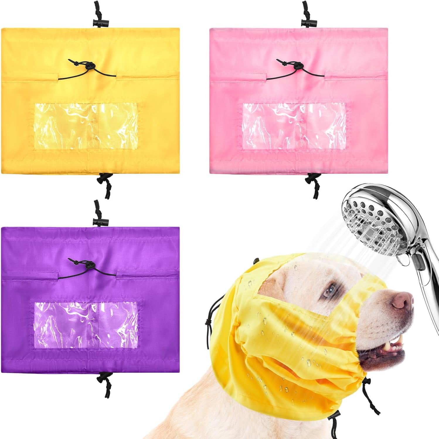 DOVACKA 3 Pcs Adjustable Dog Shower Cap, Waterproof Dog Cap Ear Covers ...