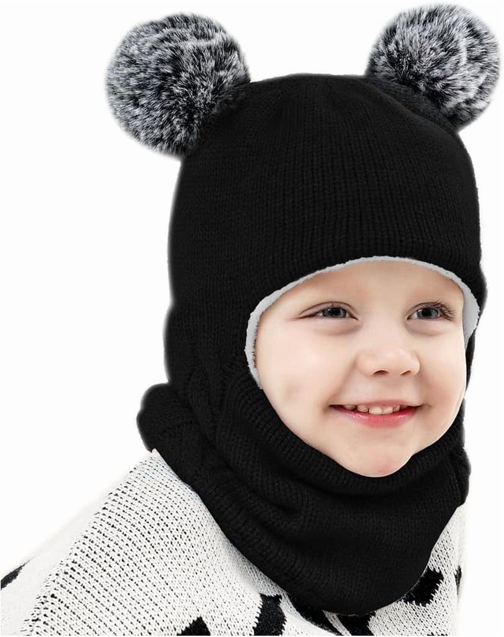 DOVACKA Toddler Winter Hat Scarf Set, 2-Layer Fleece Lined Warm Knit ...