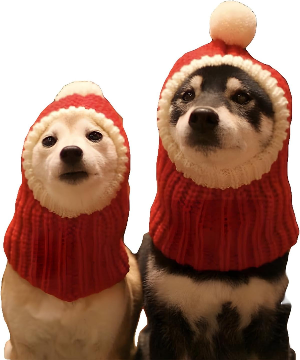 DOVACKA Dog Christmas Cap with Pompon Crocheted Snood Adorable Cat Hat ...