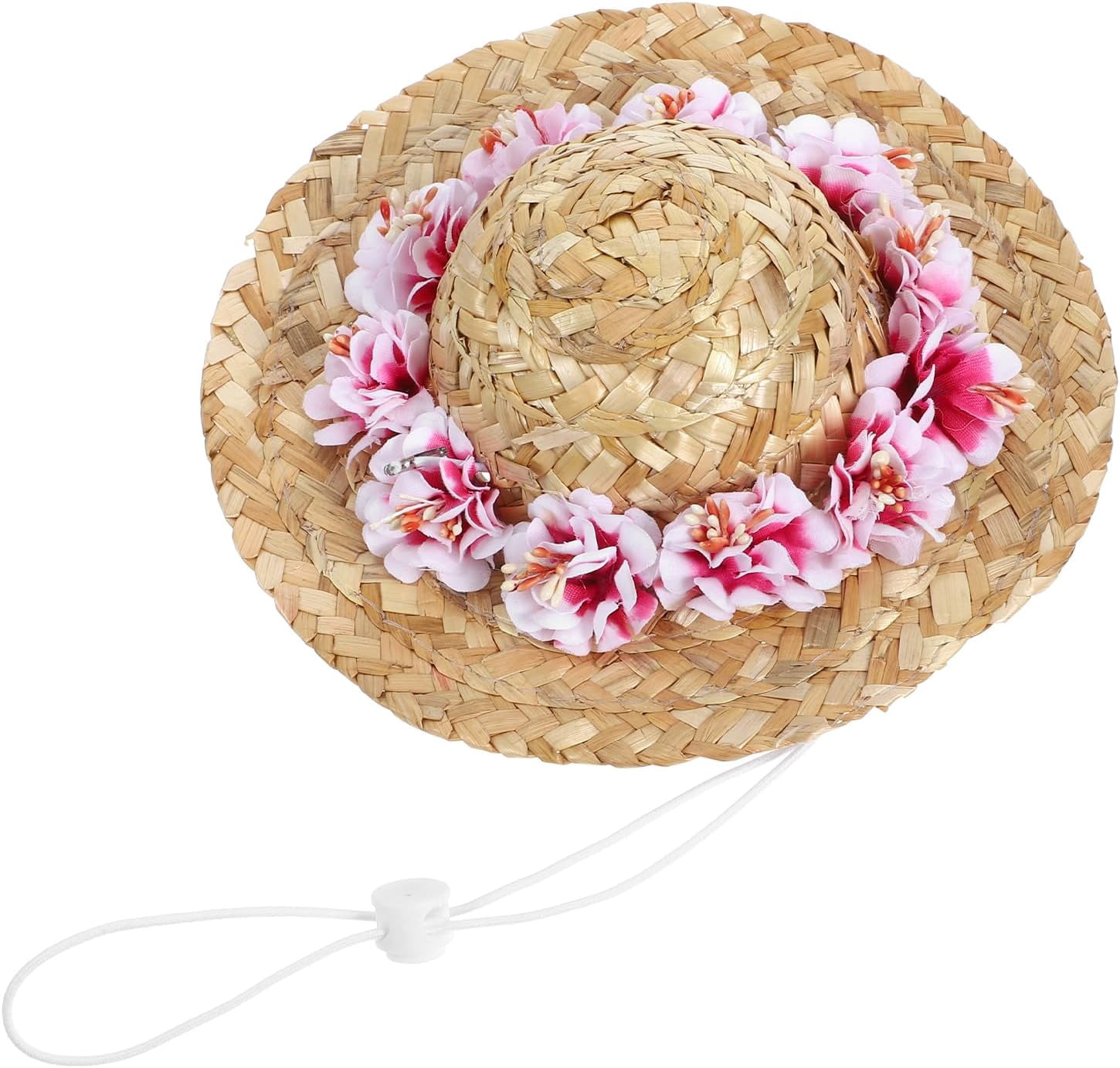 DOVACKA Dog Straw Hat : Dog Sombrero Hat with Flower Adjustable Pet Sun ...